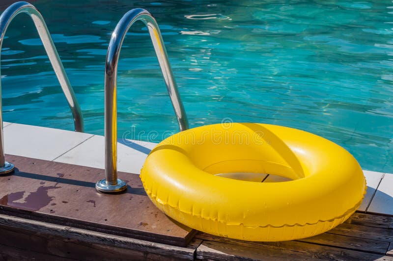 Inflatable Circle Lies on the Edge of the Pool Stock Photo - Image of ...