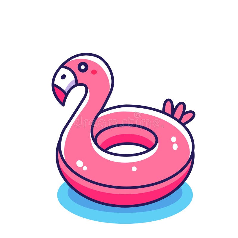 Inflatable Circle Pink Flamingo. Flat Vector Illustration Isolated on ...