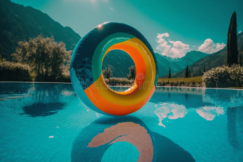Inflatable Circle in the Pool for Relaxation, Summer Vacation ...