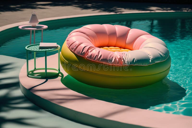 Inflatable Circle for Relaxing in the Pool, Summer Vacation Generative ...