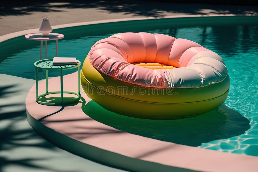 Inflatable Circle for Relaxing in the Pool, Summer Vacation Generative ...