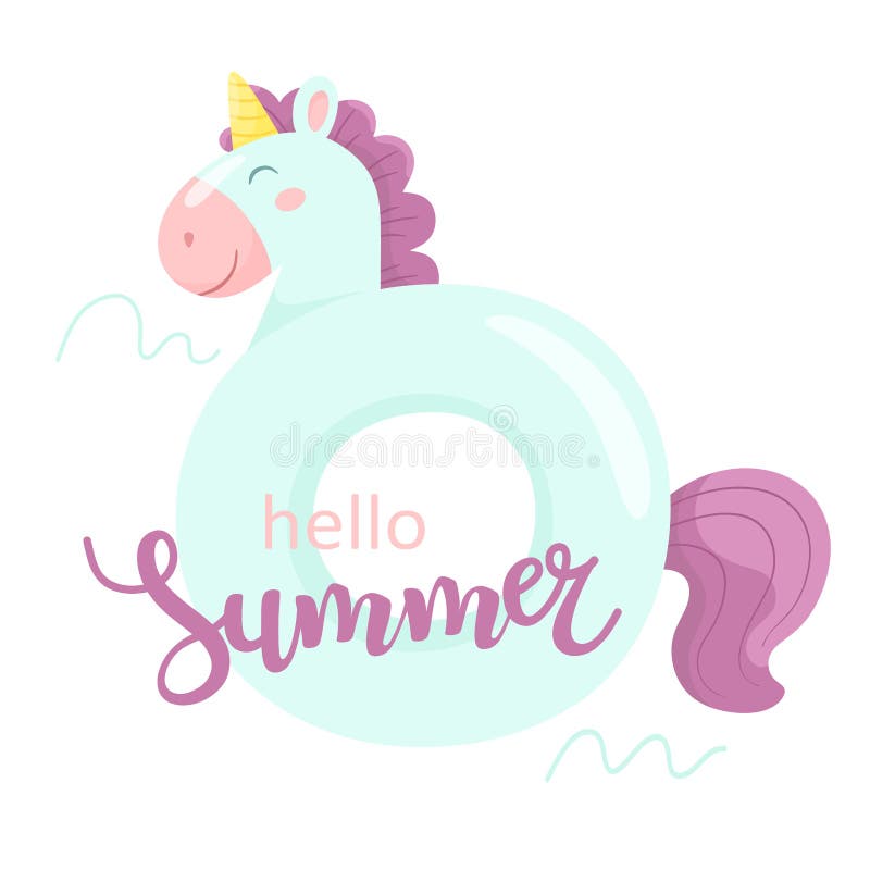 Inflatable Circle Unicorn with Calligraphic Text. Hello Summer ...