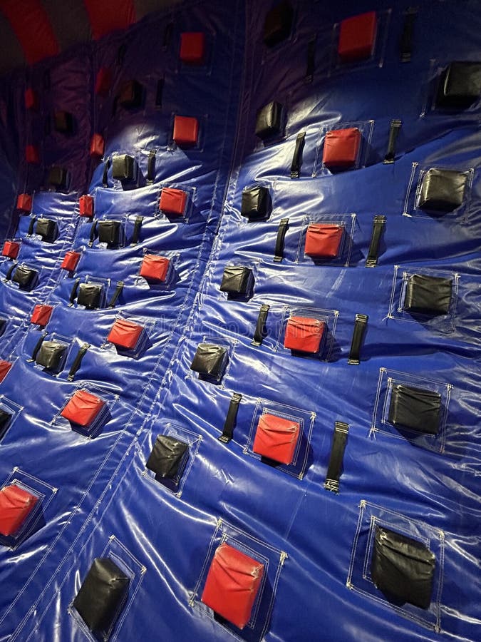 Inflatable Climbing Wall with Various Straps Stock Photo - Image of ...