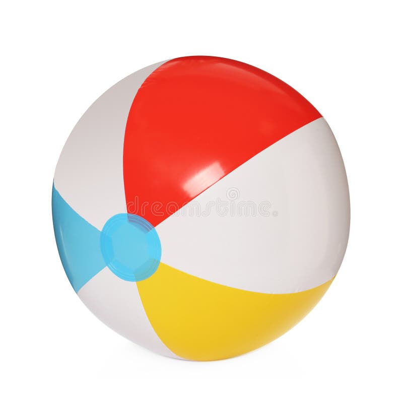 Inflatable Colorful Beach Ball Isolated on White Stock Photo - Image of ...