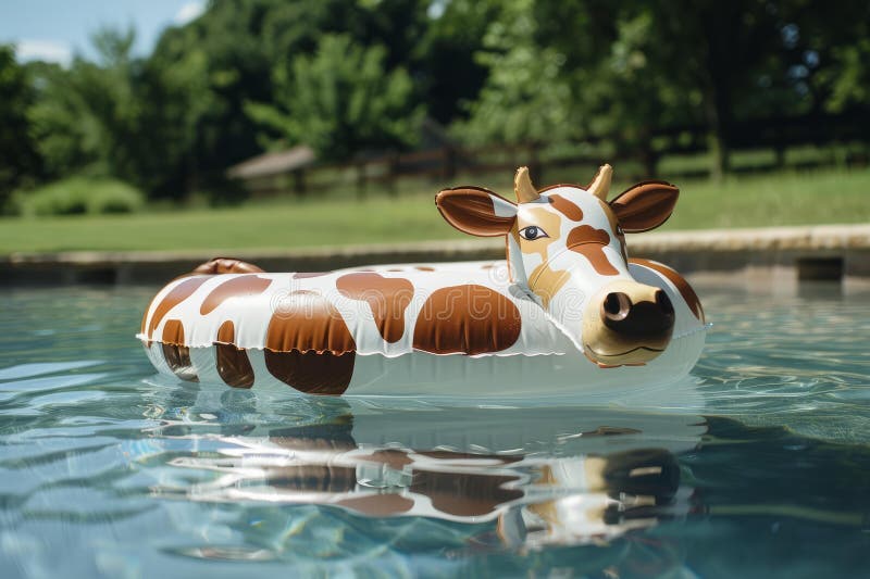 Inflatable Cow Pool Float on Water Stock Image - Image of leisure ...