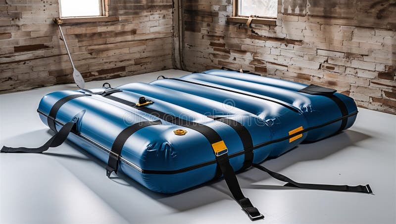 Inflatable Dock Platform Deflated and Folded Tight, Straps Attached ...