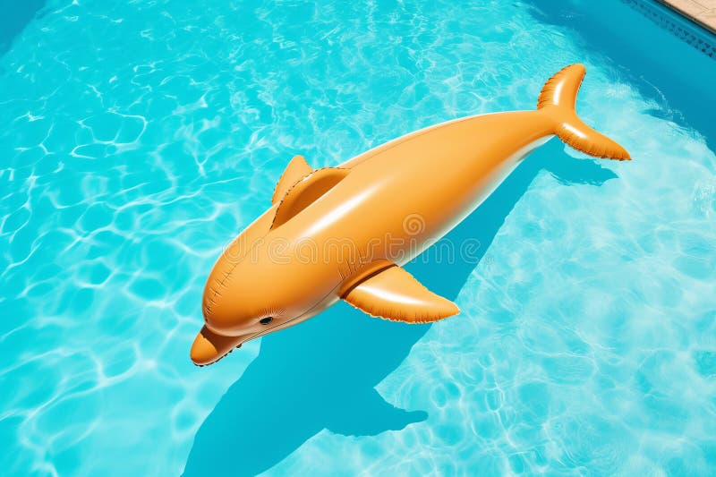 Inflatable Dolphin Swimming Pool Float. Summer Vacation Stock ...