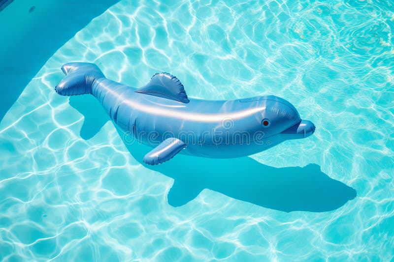 Inflatable Dolphin Swimming Pool Float. Summer Vacation Stock ...