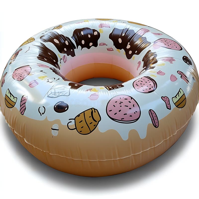 Inflatable Donut Pool Float with Chocolate and Sprinkles Stock ...