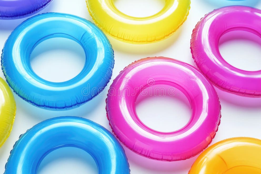 Inflatable Figures in Various Colors and Shapes Arranged on a White ...