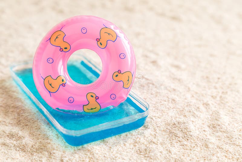 Inflatable Float in Small Swimming Pool on the Beach Abstract Stock ...