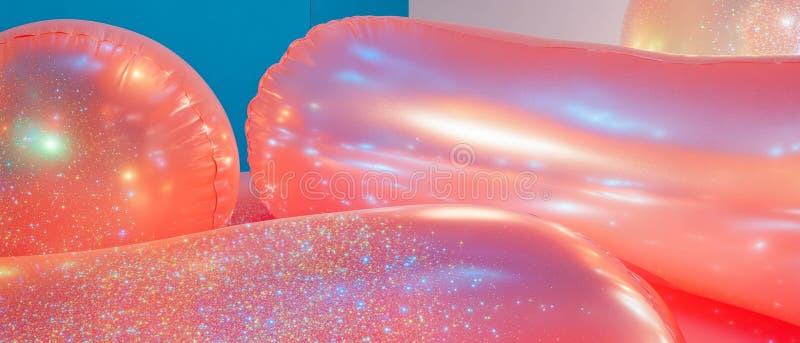 Inflatable Furniture with Glittering Texture and Abstract Shapes in a ...