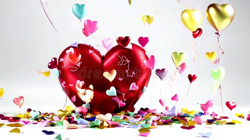 Inflatable Heart-shaped Balloons Flutter Stock Video - Video of event ...