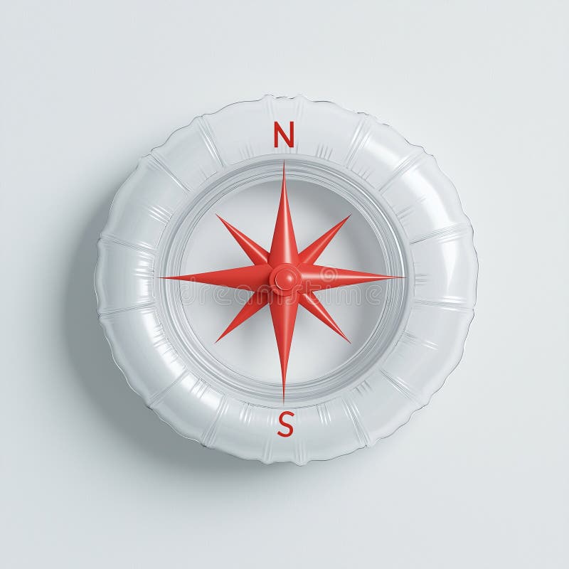 Inflatable Lifesaver with Compass Design Featuring Bold Red North-south ...
