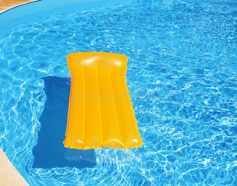 Floating water bed in pool stock photo. Image of inflatable - 480336