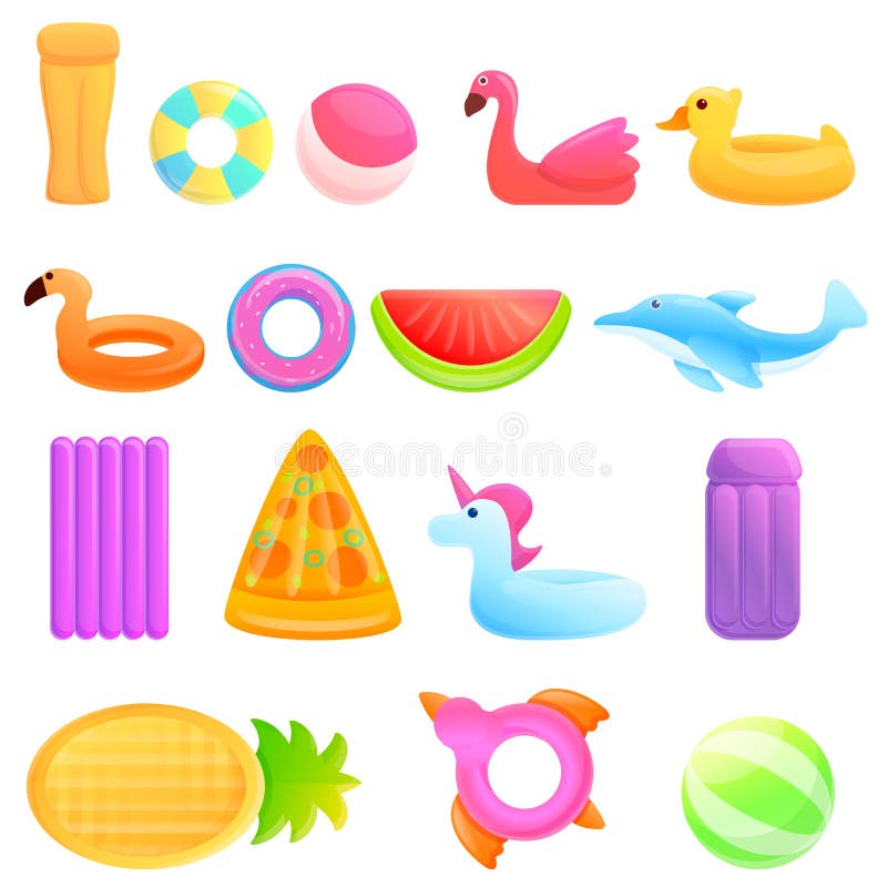 Inflatable Mattress Icons Set, Cartoon Style Stock Vector ... Inflatable Mattress Icons Set, Cartoon Style Stock Vector ...