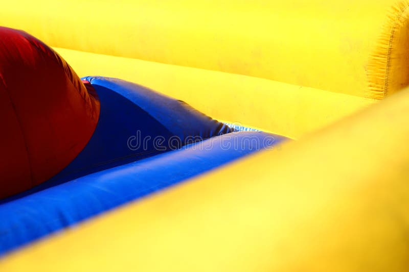 Inflatable Obstacle Course. Amusement Park Stock Photo - Image of ...