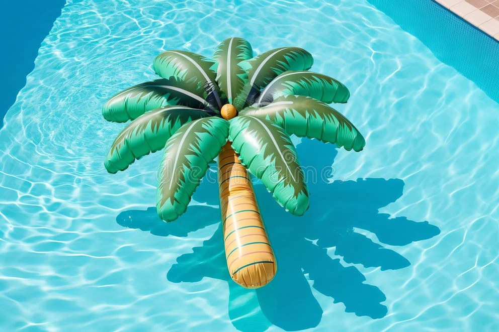 Inflatable Palm Tree Pool Float. Summer Vacation Stock Illustration ...