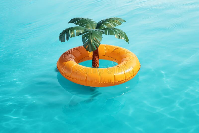 Inflatable Palm Tree Pool Float. Summer Vacation Stock Illustration ...