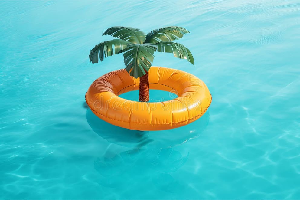 Inflatable Palm Tree Pool Float. Summer Vacation Stock Illustration ...