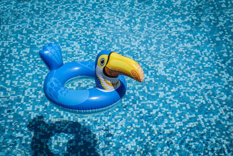 Inflatable Pelican Pool Toy in Empty Pool. Stock Photo - Image of play ...