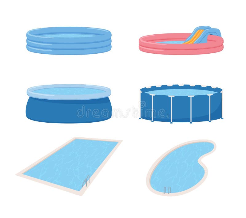 Inflatable Pools Set of Different Shapes Vector Illustration Isolated ...
