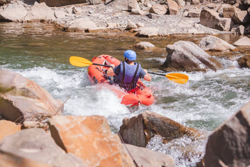 Inflatable Raft Extreme Sport at Mountain River Editorial Photo - Image ...