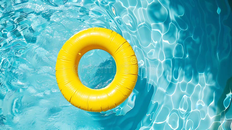 Inflatable Ring Floating in Swimming Pool with Blue Water Background ...