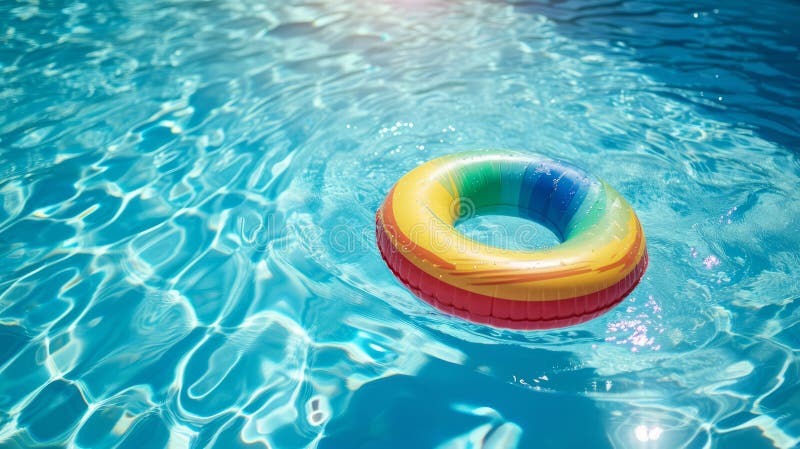 Inflatable Ring Floating in Swimming Pool Stock Image - Image of summer ...