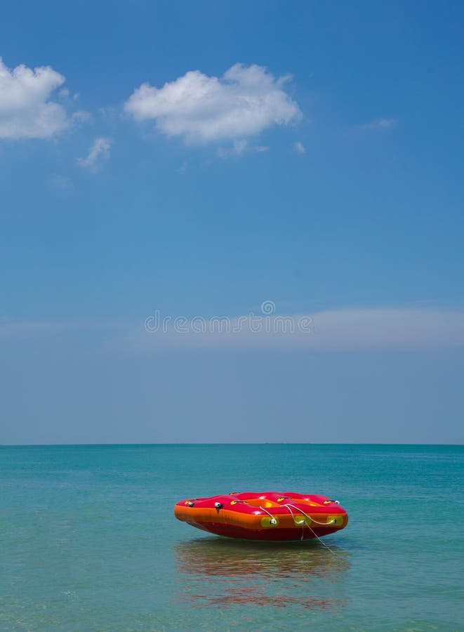Inflatable Ring or Lilo in the Sea by the Beach Stock Image - Image of ...