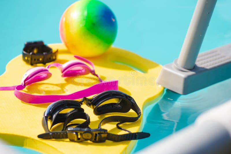 Inflatable Ring in Swimming Pool, Top View. Banner for Design Stock ...