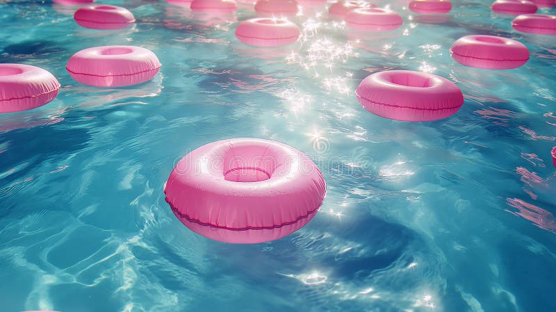 Inflatable Rings in the Pool Stock Illustration - Illustration of color ...