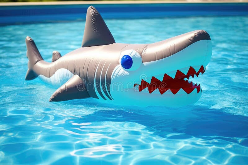 Inflatable Shark Pool Toy With Sunglasses Floating In A Pool Stock Illustration Illustration