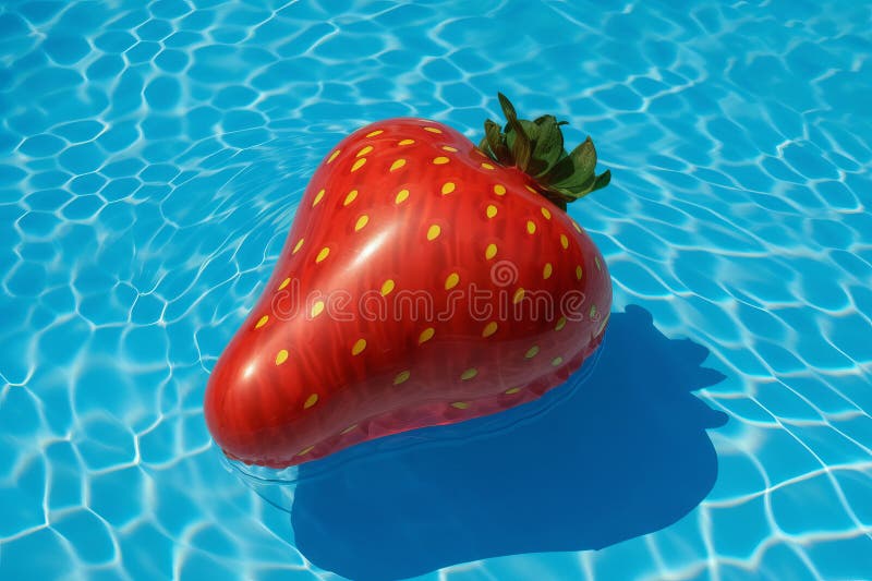 Inflatable Strawberry Fruit Swimming Pool Float. Summer Vacation Stock ...