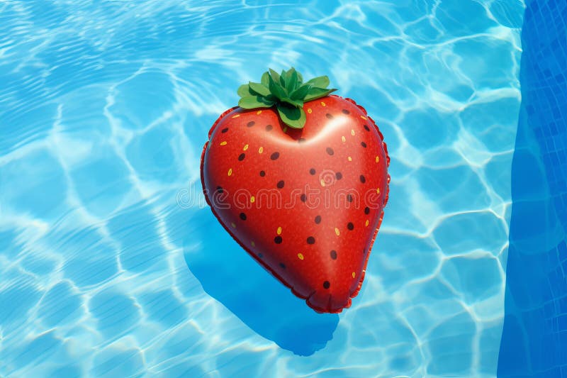 Inflatable Strawberry Fruit Swimming Pool Float. Summer Vacation Stock ...
