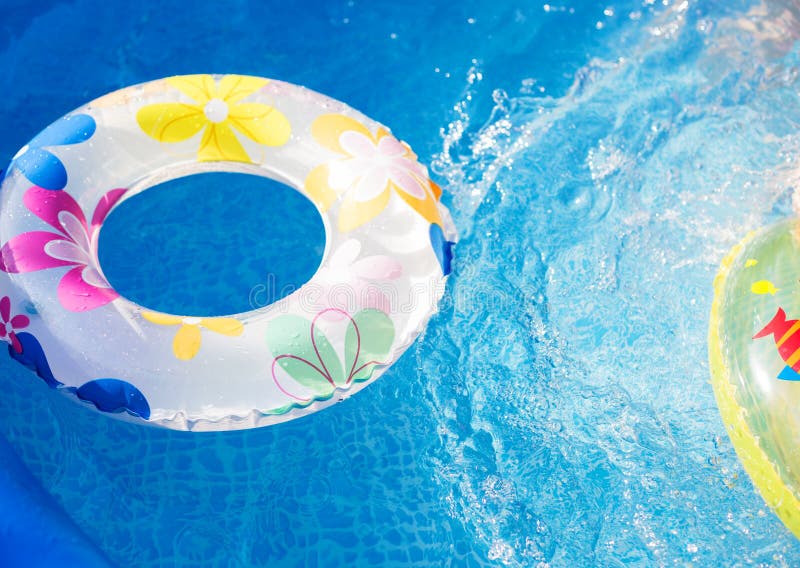 Inflatable Swimming Circle in Open Air Pool in Summer Day Stock Photo ...