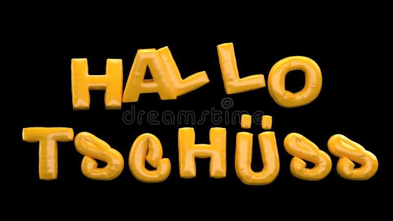 Inflatable Text Hello and Bye in German Language. Balloon Text. Letters ...