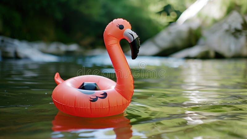 Inflatable Toy. Cute Pink Flamingo. Generative Ai Stock Illustration ...