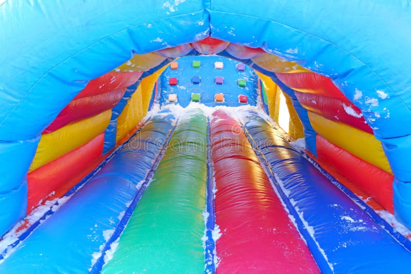 Colorful Inflatable Trampoline Stock Photo - Image of inflatable, blue ...