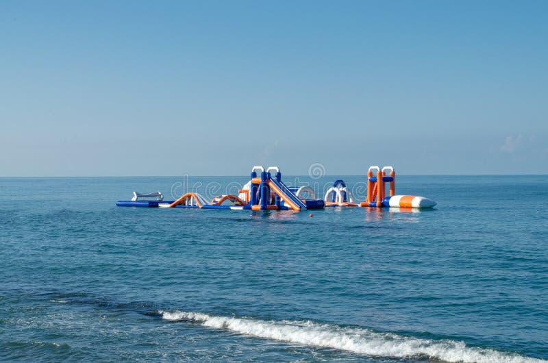 Inflatable water park stock photo. Image of water, attraction - 154590248