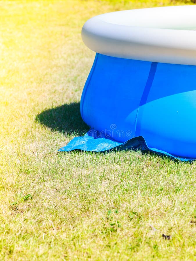 Inflatable Water Pool on Grass Stock Image - Image of summer, bathing ...