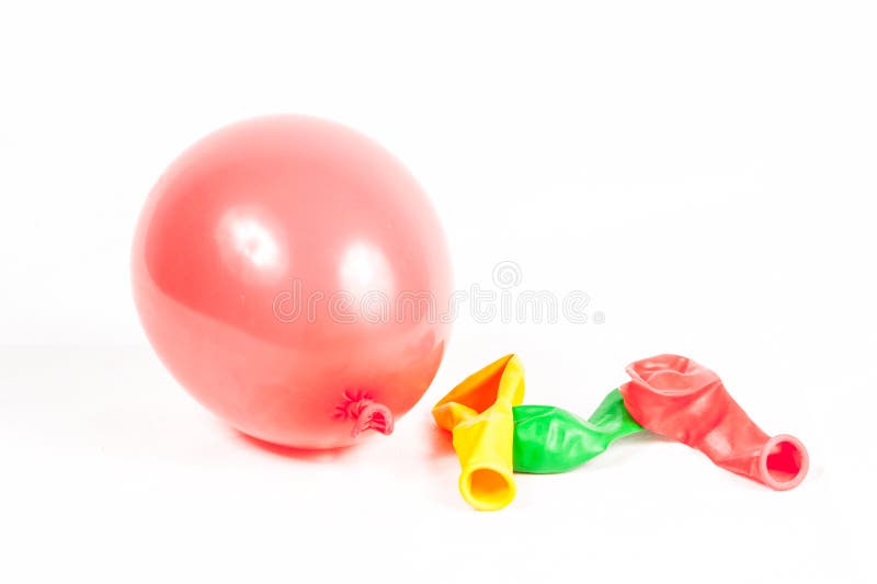 Deflated Balloon Isolated on White Stock Photo - Image of play ...