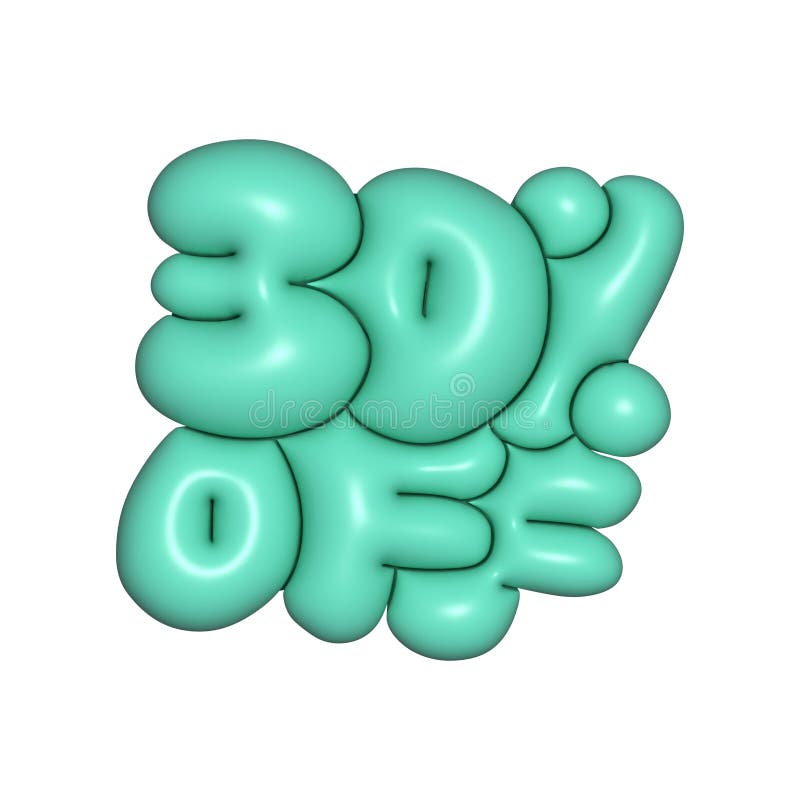 Inflated Green Thirty Percent or 30 Off Isolated Over White Background ...
