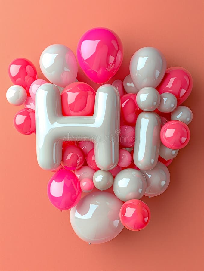 INFLATED MODERN Typography Design with Text HI on Orange Background ...