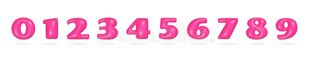 Inflated Numbers from 0 To 9. Realistic 3d Vector Illustration Stock ...
