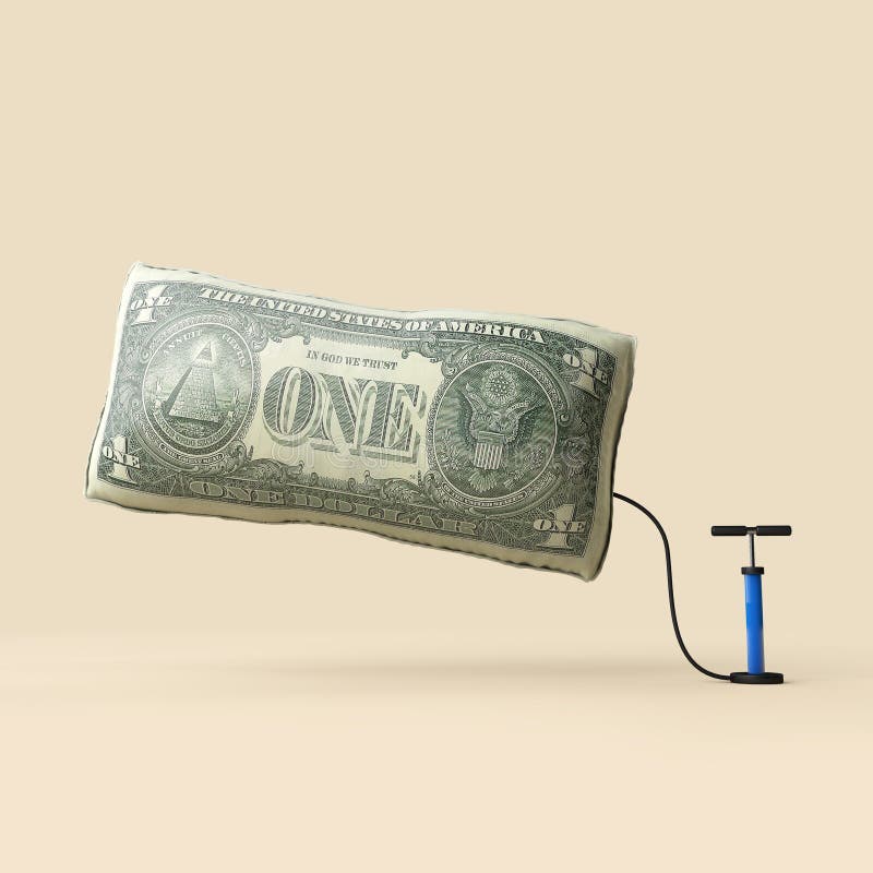 Inflated One Dollar Bill Balloon. Economic Inflation Concept Stock ...