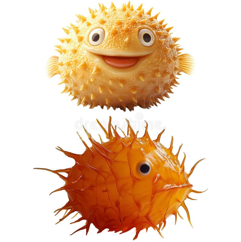 Inflated Puffer Fish 4K High-Resolution Image Stock Illustration ...