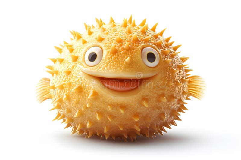 Inflated Puffer Fish 4K Resolution White Background Stock Illustration ...