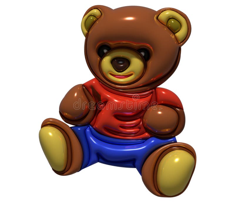 Inflated Teddy Bear Toy with Plasticine Effect. Stock Illustration ...