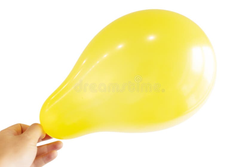 Inflated Yellow Balloon in Hand Isolated on White Stock Image - Image ...